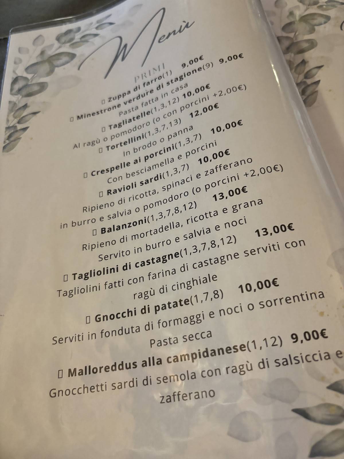Menu da La Tana ristorante, Porretta Terme
