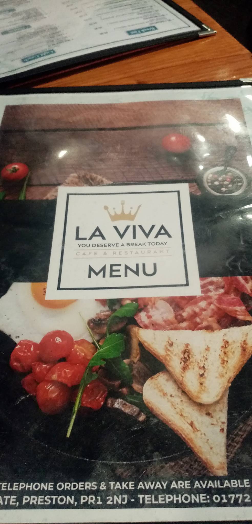 Menu at La Viva Cafe Restaurant, Preston