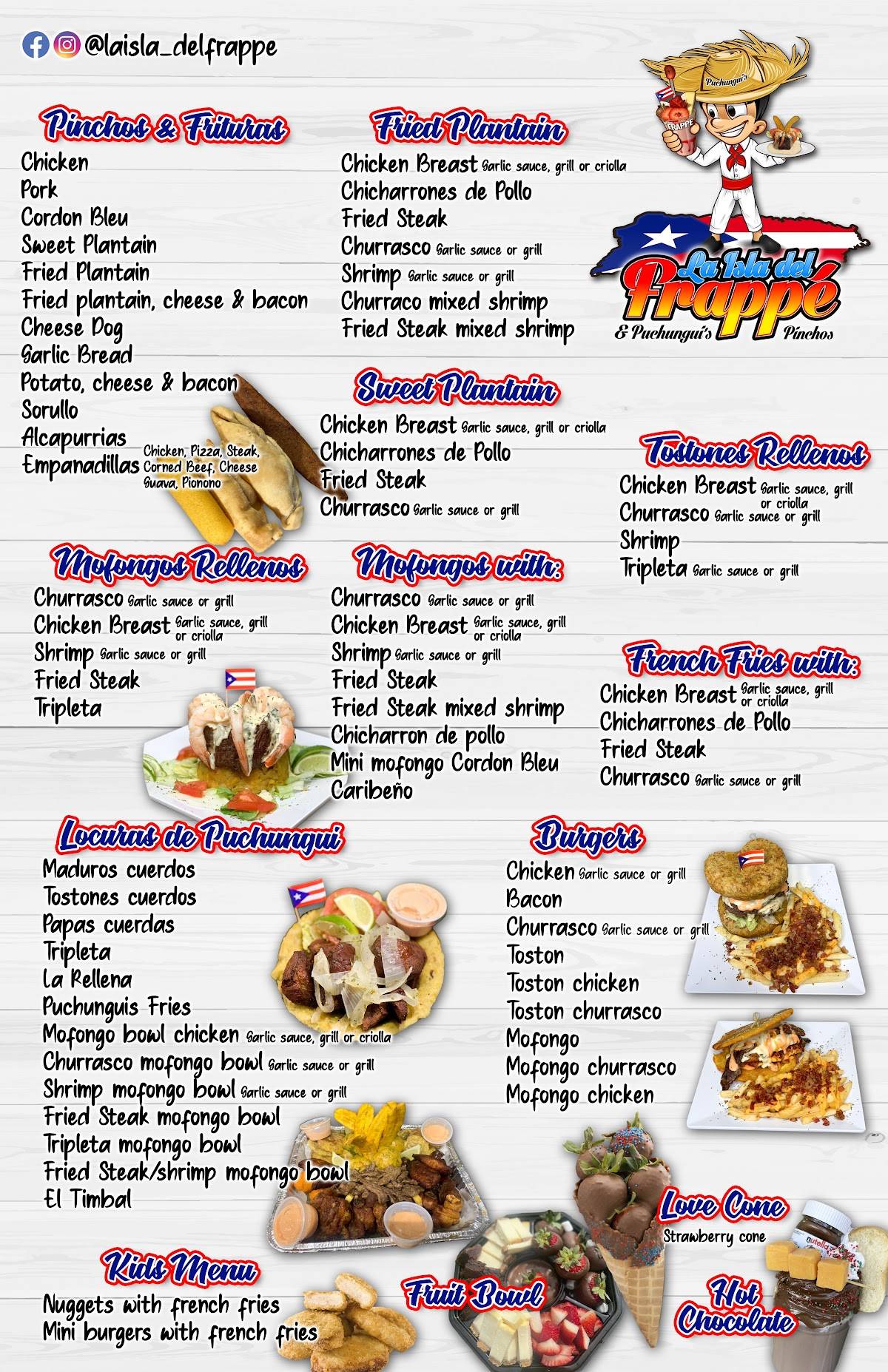 Menu at La isla del frappe & puchunguis pinchos (orange blossom trl ...