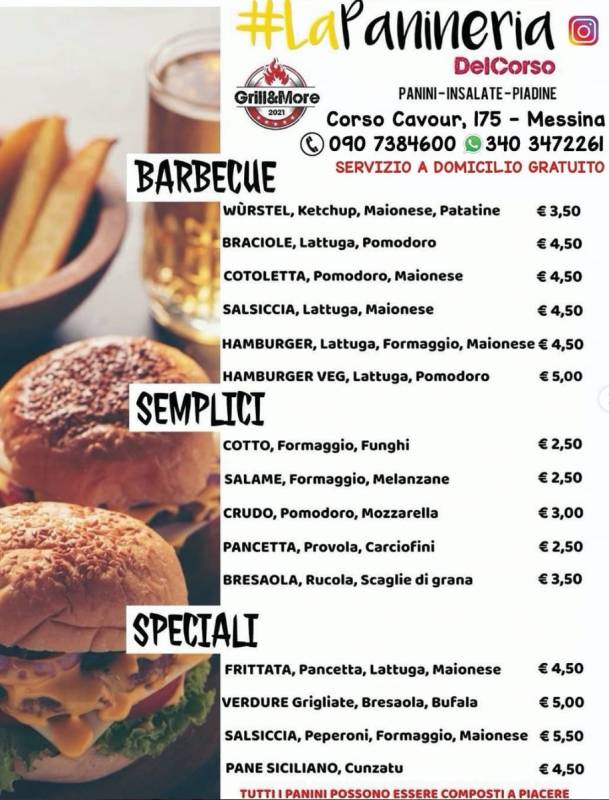 Speisekarte von La panineria del corso restaurant, Messina, Corso ...