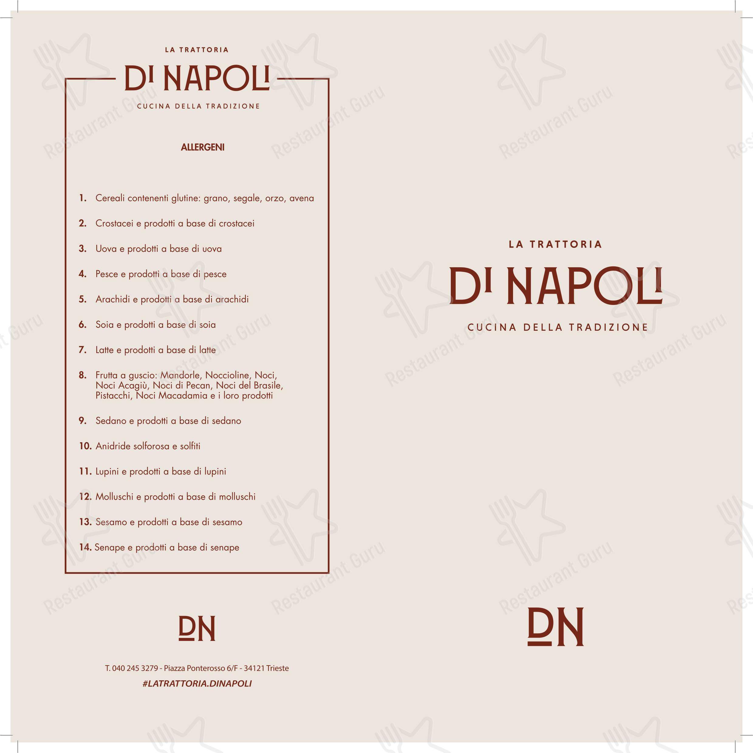 Menu da La trattoria Di Napoli ristorante, Trieste