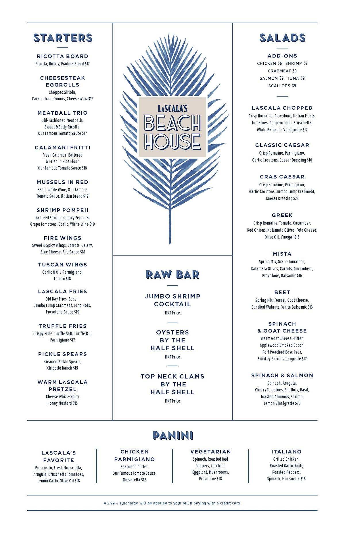 Menu at LaScala's Beach House pub & bar, Brigantine