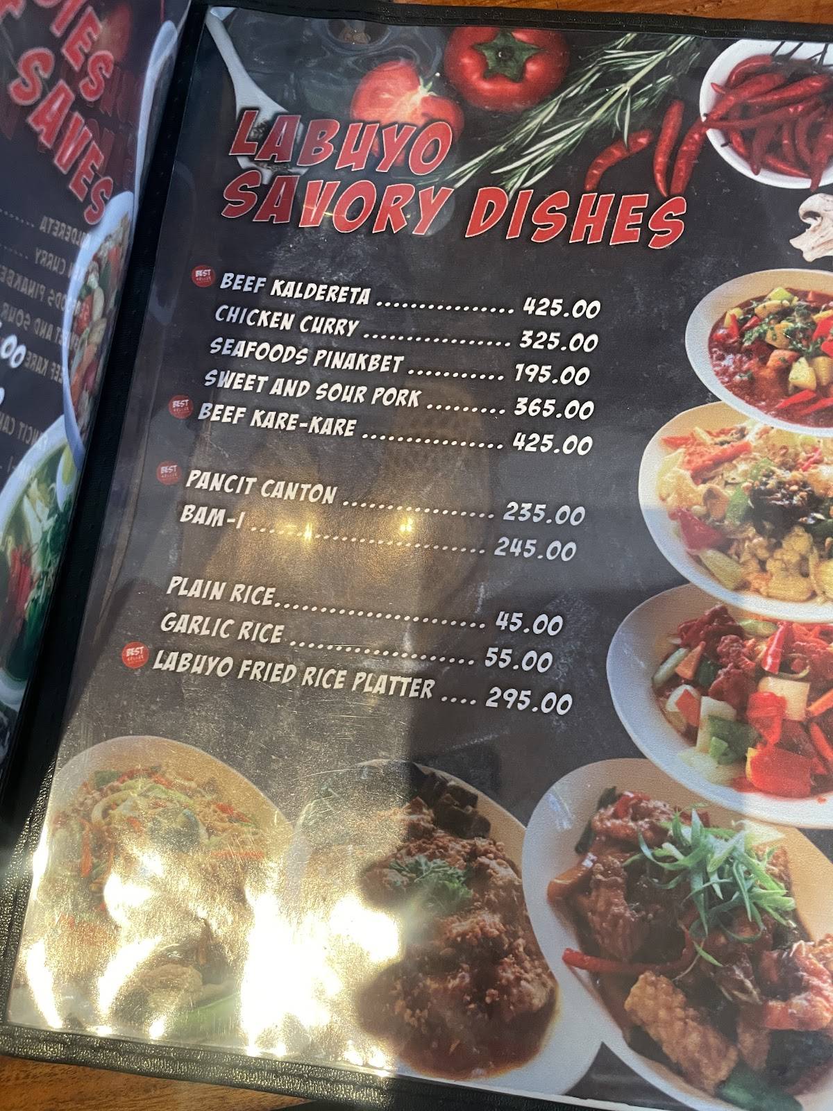 Menu at Labuyo Native Restaurant, Lapu-Lapu City
