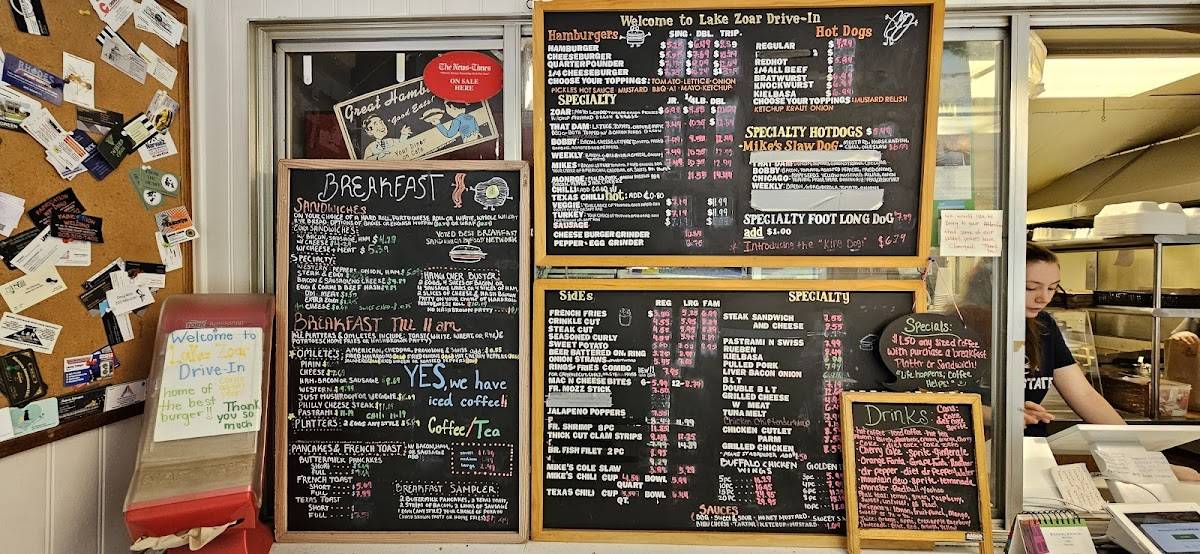 Menu at Lake Zoar Drive-In fast food, Monroe