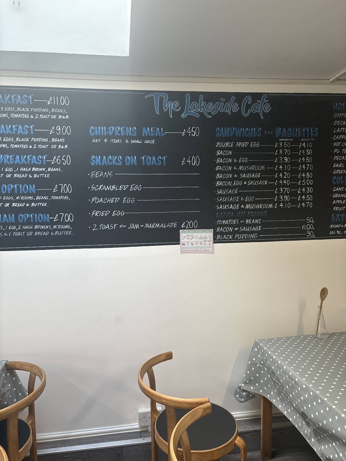 Menu at Lakeside Cafe, Worcester