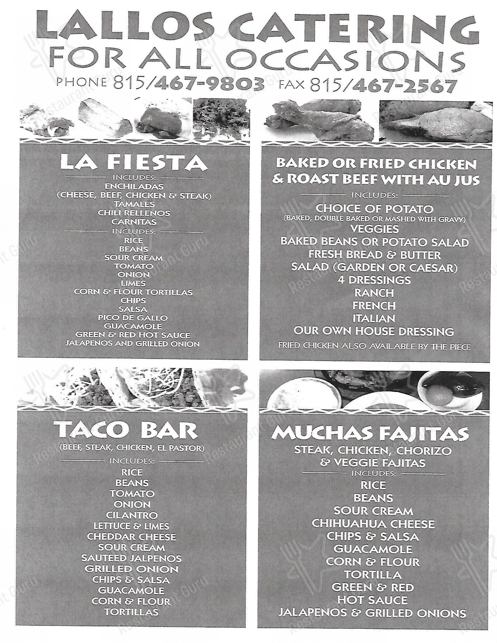 Menu at Lallos Bar & Grill, Channahon, W Reed St