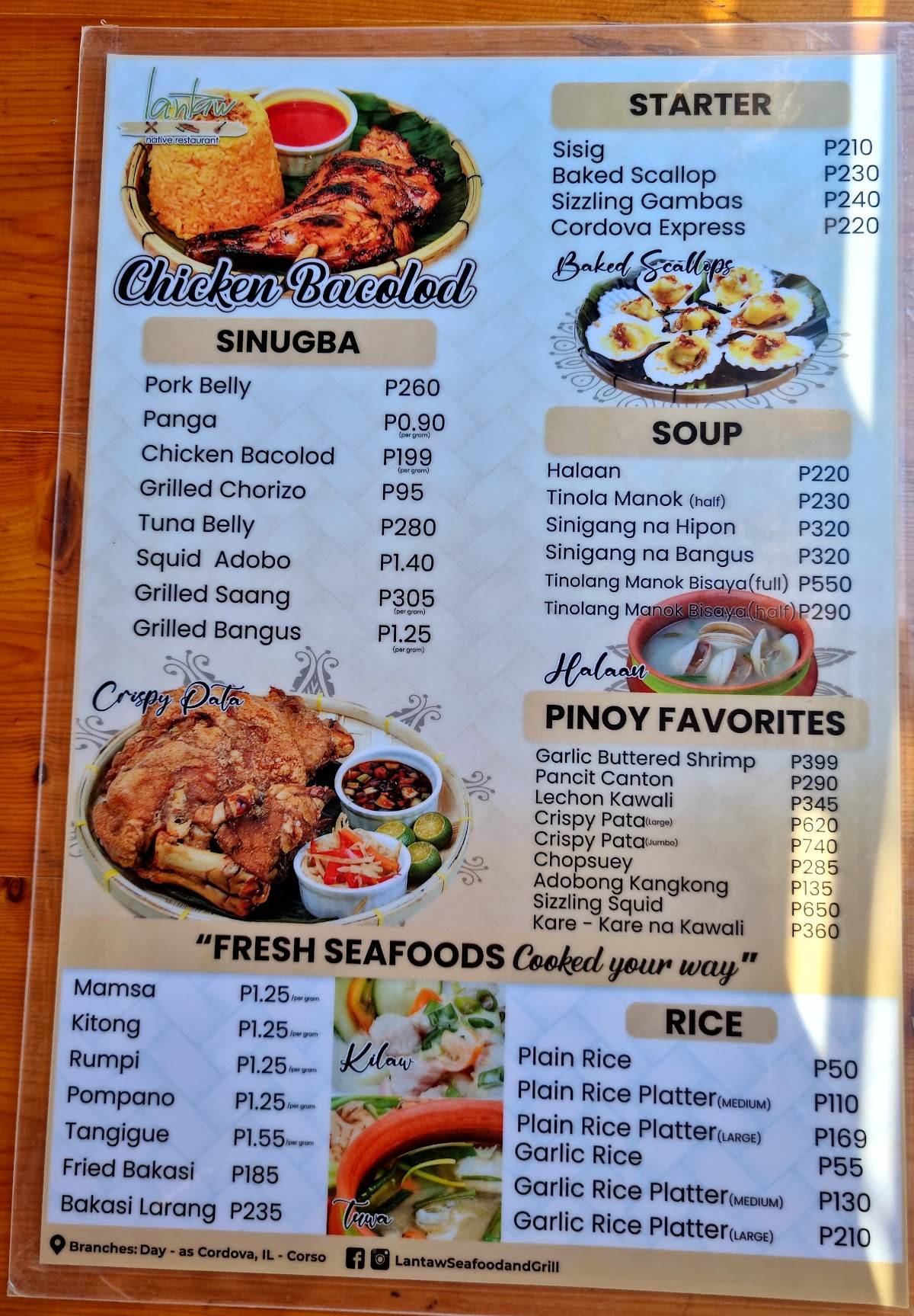 Menu at Lantaw Floating Native Restaurant - Cordova, Cebu City