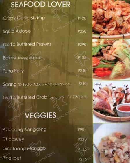Menu at Lantaw Floating Native Restaurant - Cordova, Cebu City