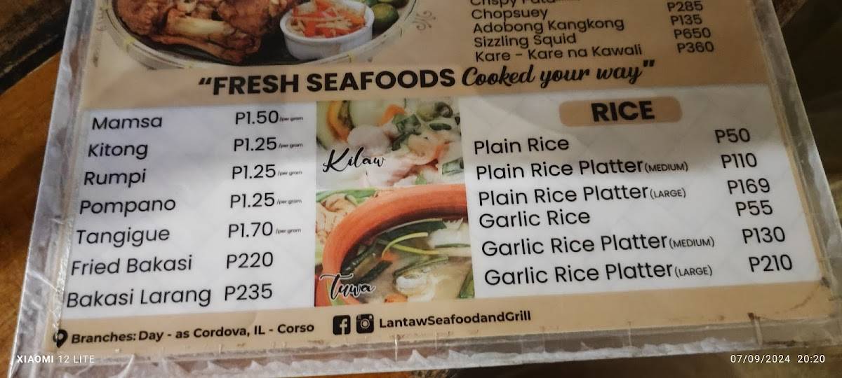 Menu at Lantaw Native Restaurant - Cordova, Cebu City