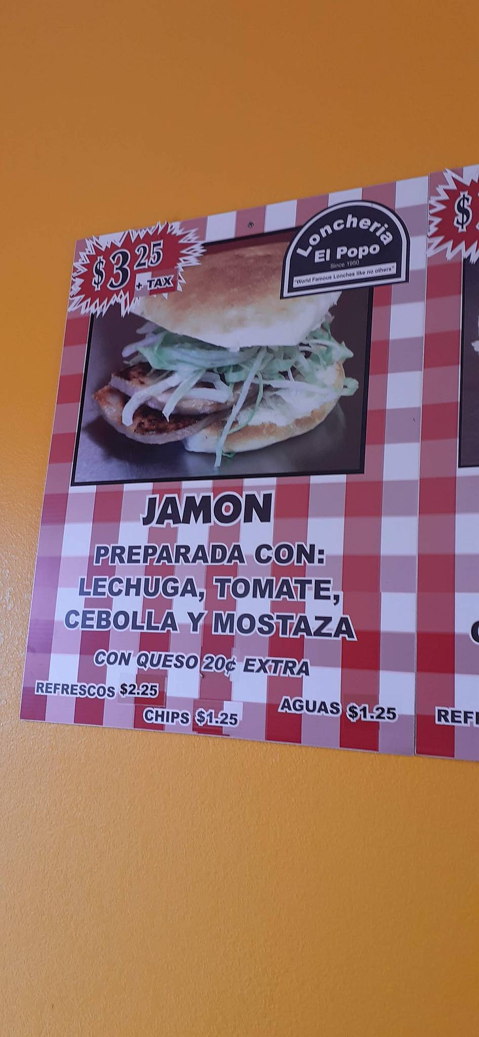 Menu at Loncheria El Popo restaurant, Laredo, Jaime Zapata Memorial Hwy
