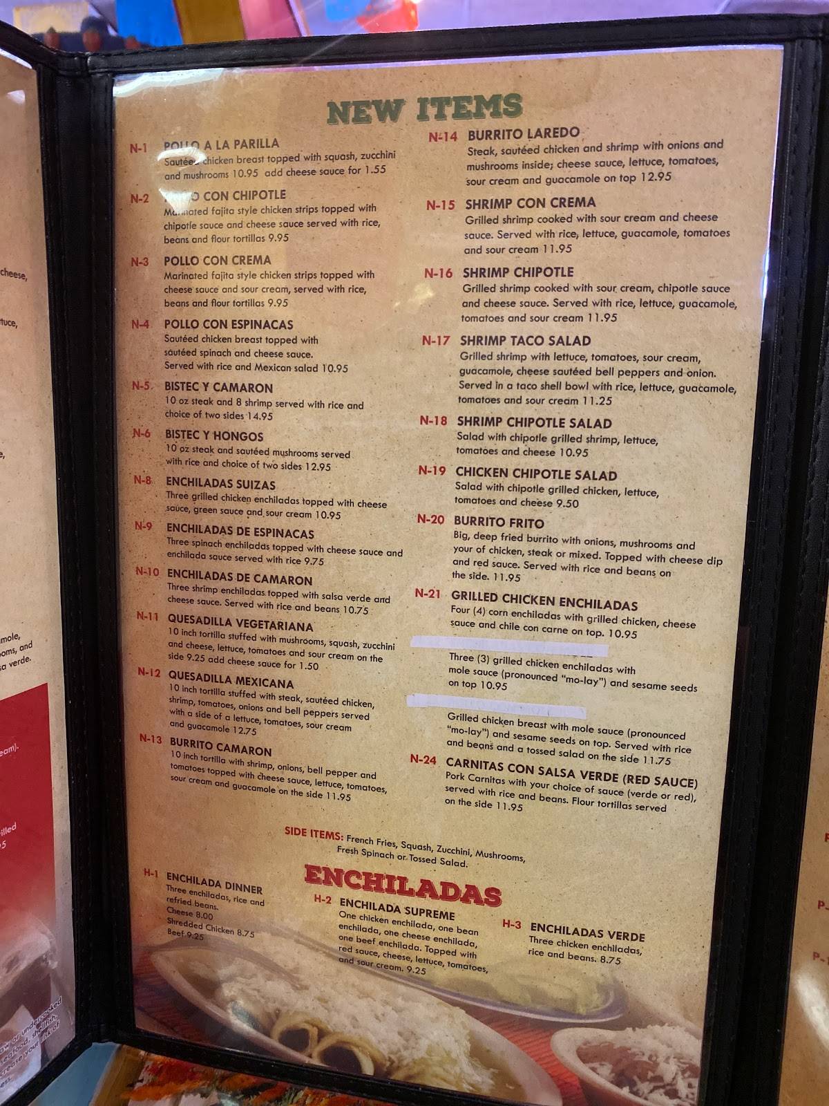 Menu at Laredo Mexican Restaurant, Starke