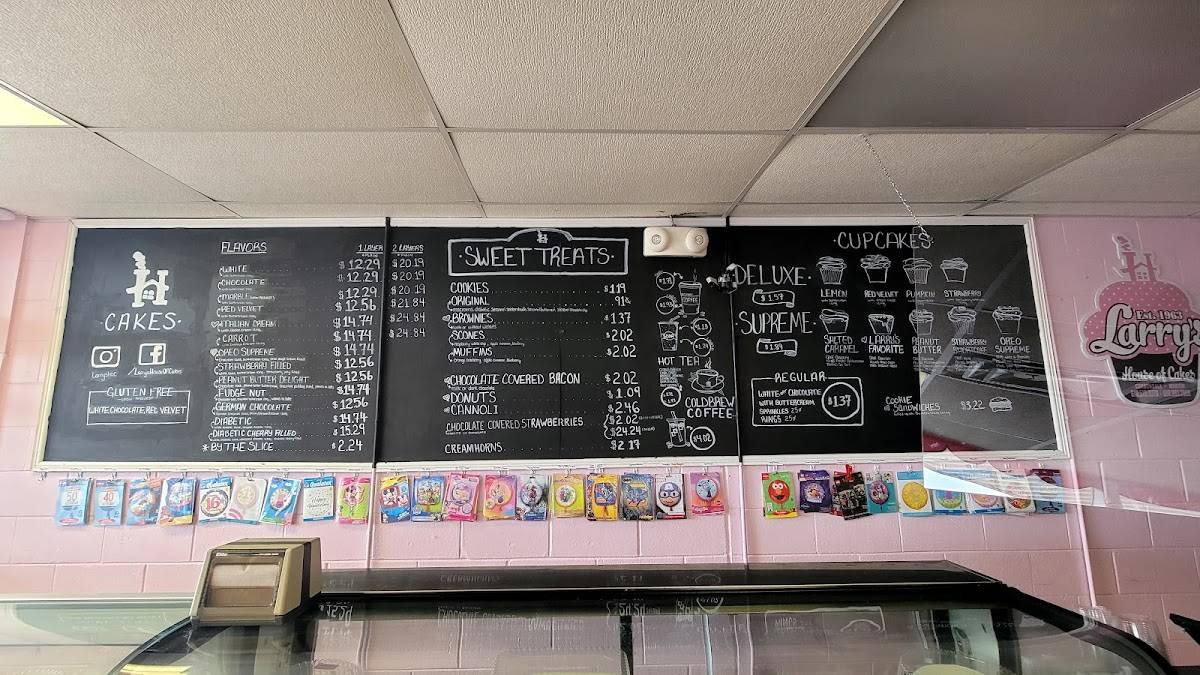 Menu at Larry's House of Cakes restaurant, Carbondale