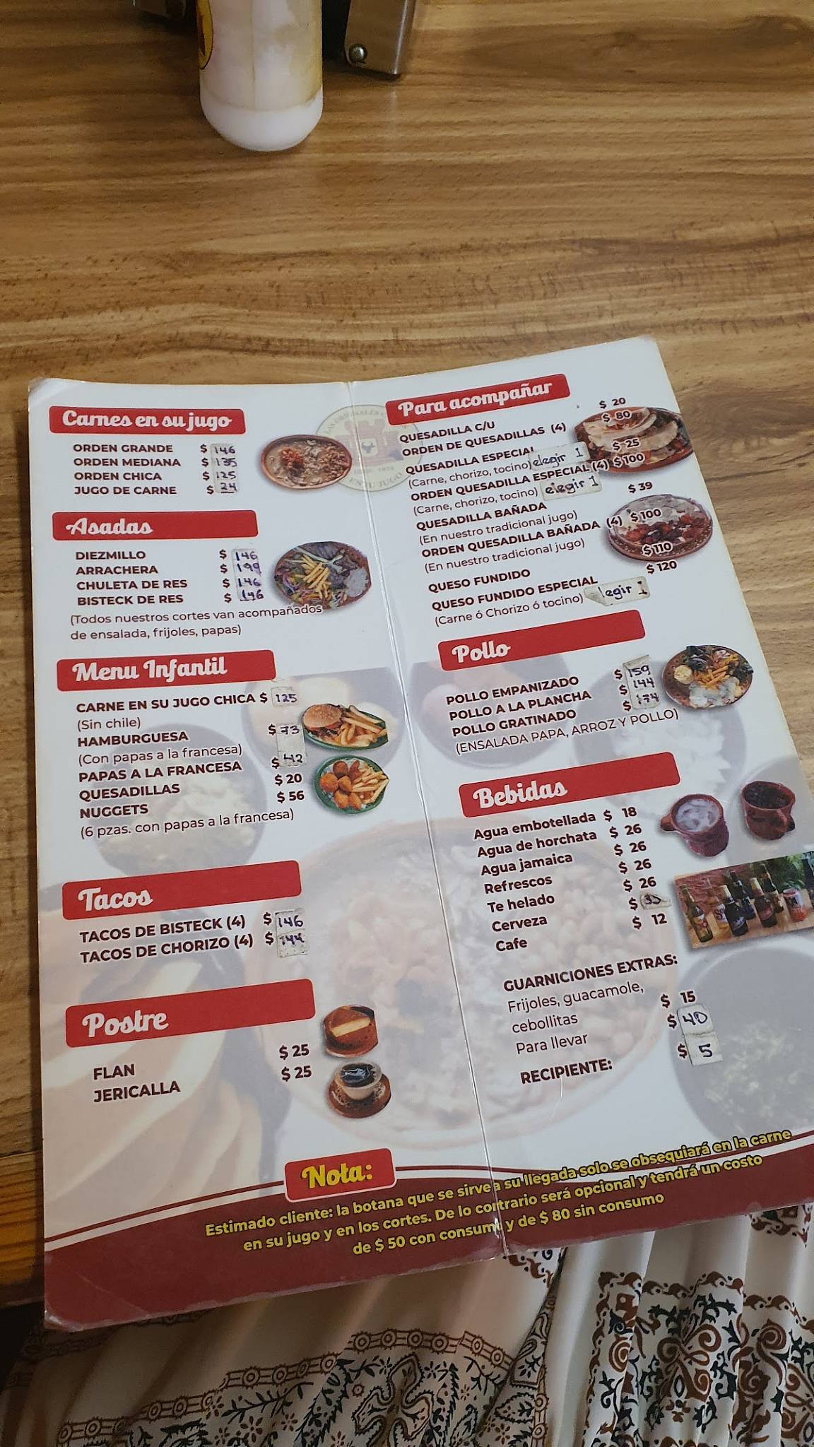 Carta del restaurante Las Originales Carnes en su Jugo desde 1972 ...
