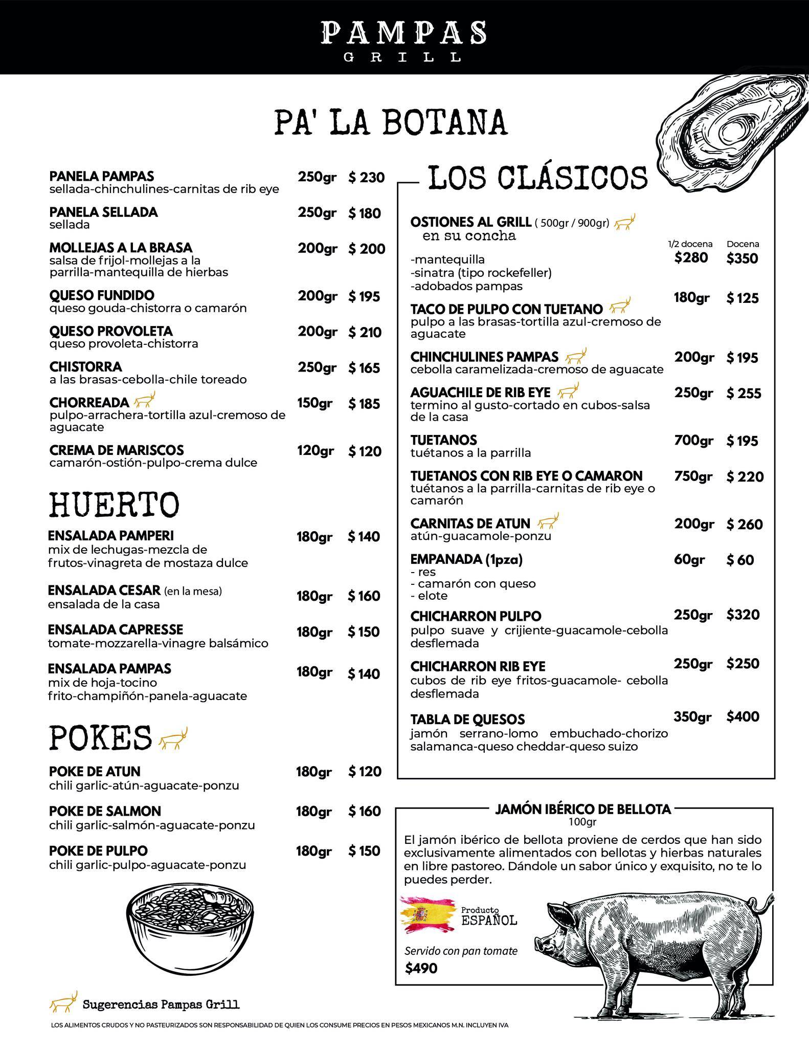 Carta del restaurante Las pampas Grill, Tepic