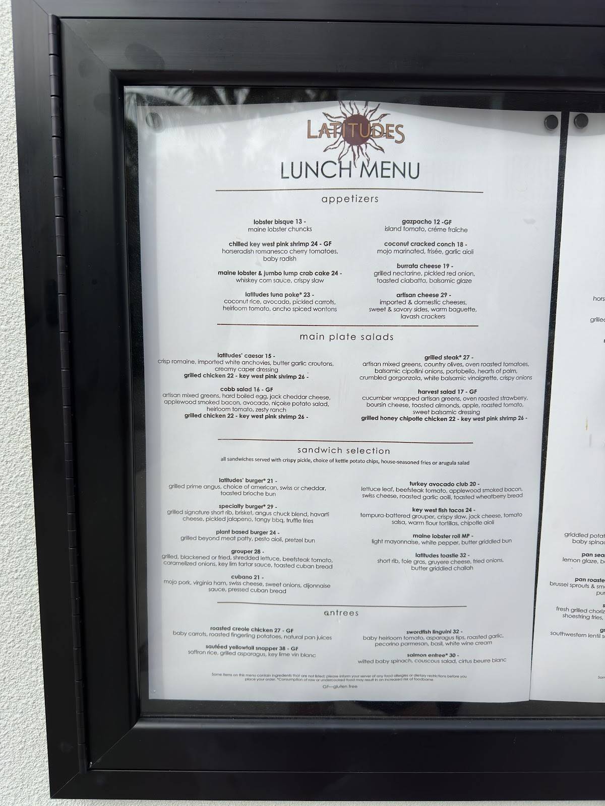 Menu at Latitudes - Sunset Key Cottages restaurant, Key West, 245 Front St