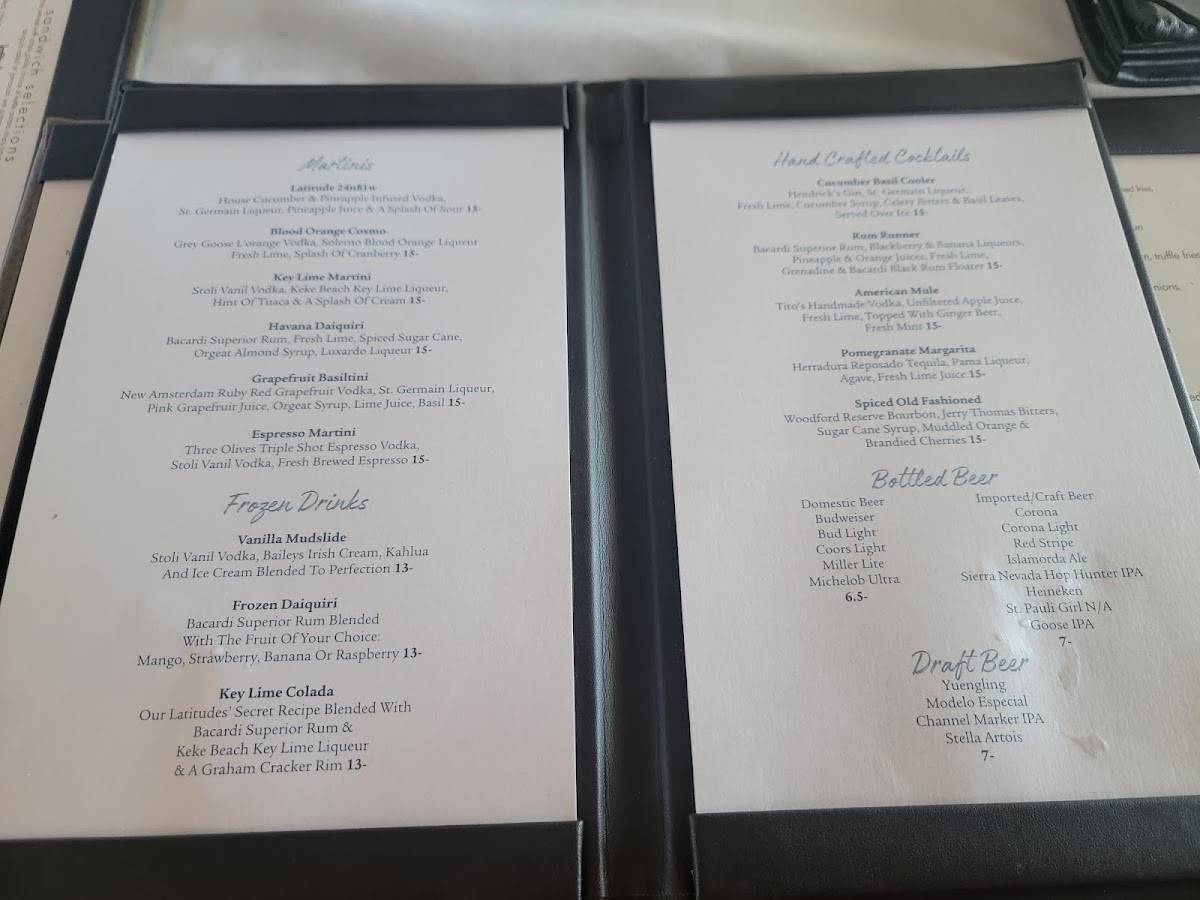Menu at Latitudes - Sunset Key Cottages restaurant, Key West, 245 Front St