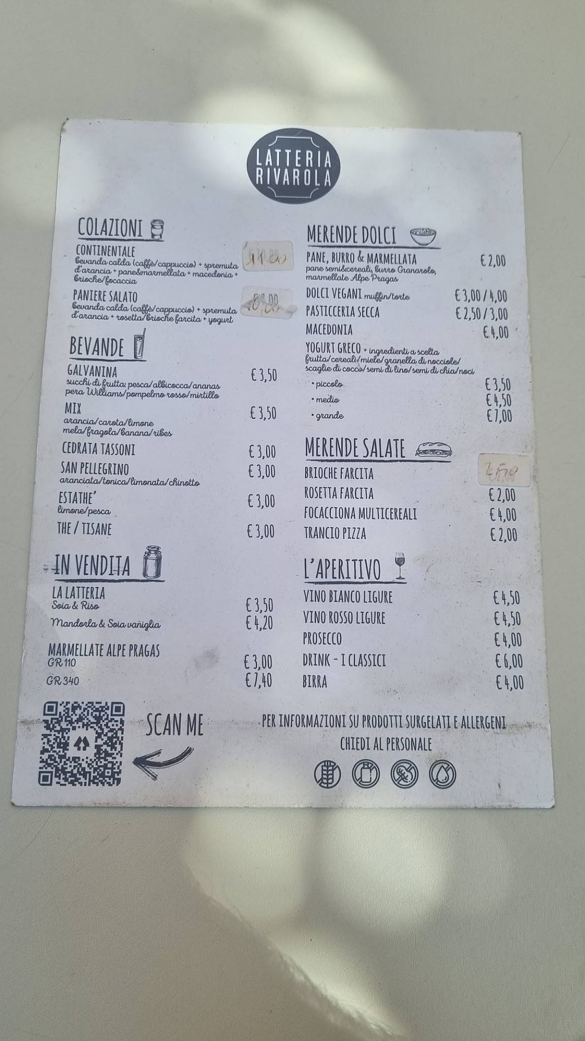 Menu da Latteria Rivarola pub & bar, Chiavari