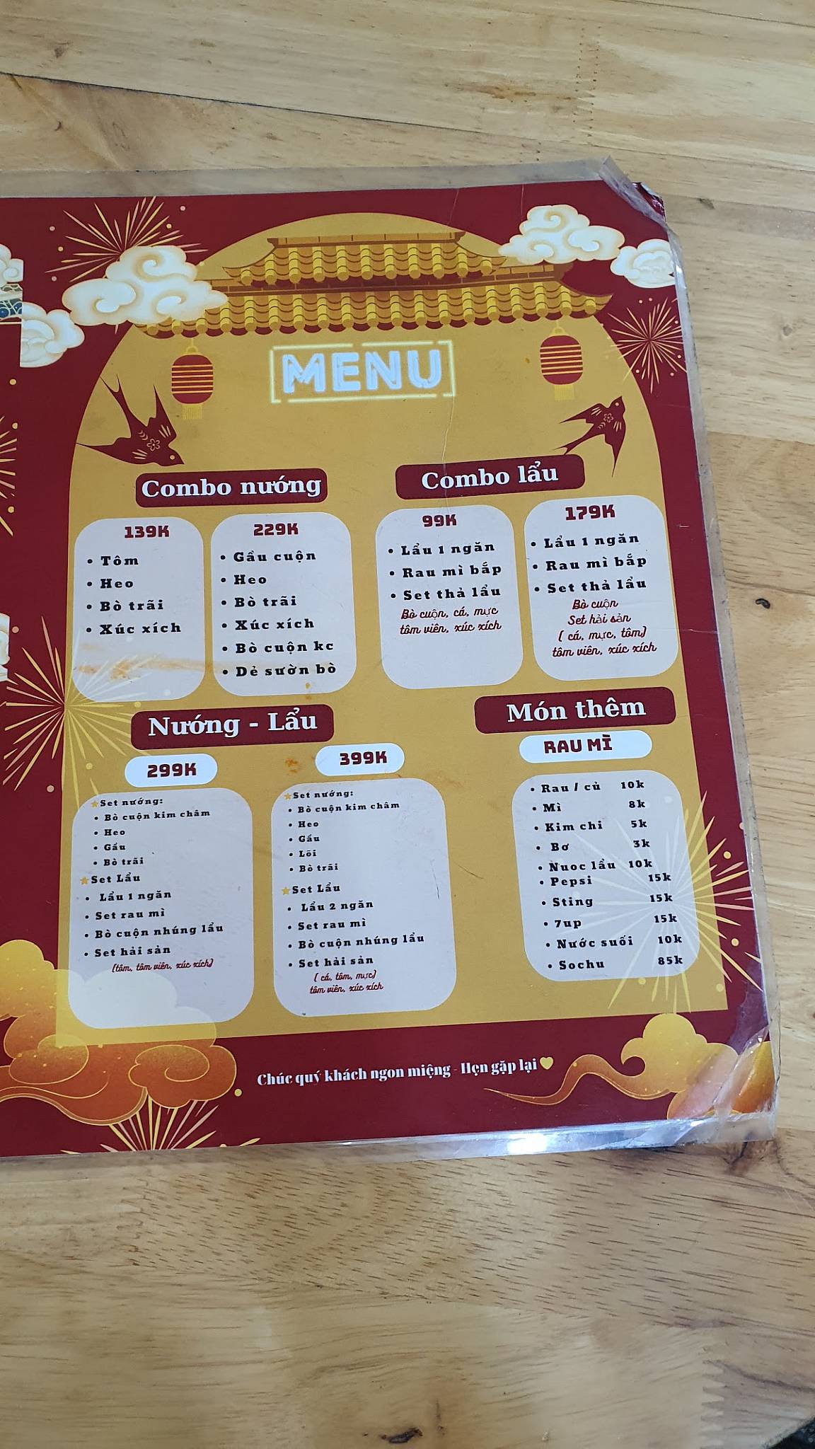 Menu at Lẩu Nướng BUSAN - 135 Đỗ Bá, Da Nang