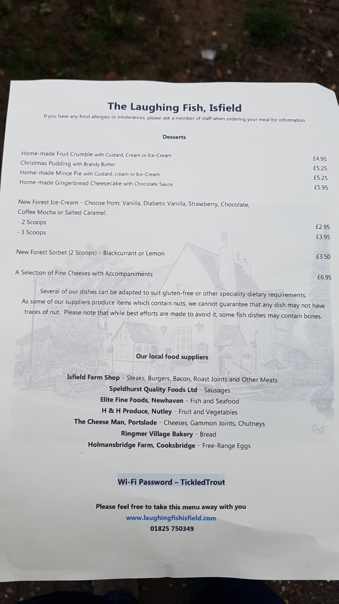 Menu at Laughing Fish pub & bar, Uckfield, Station Rd.