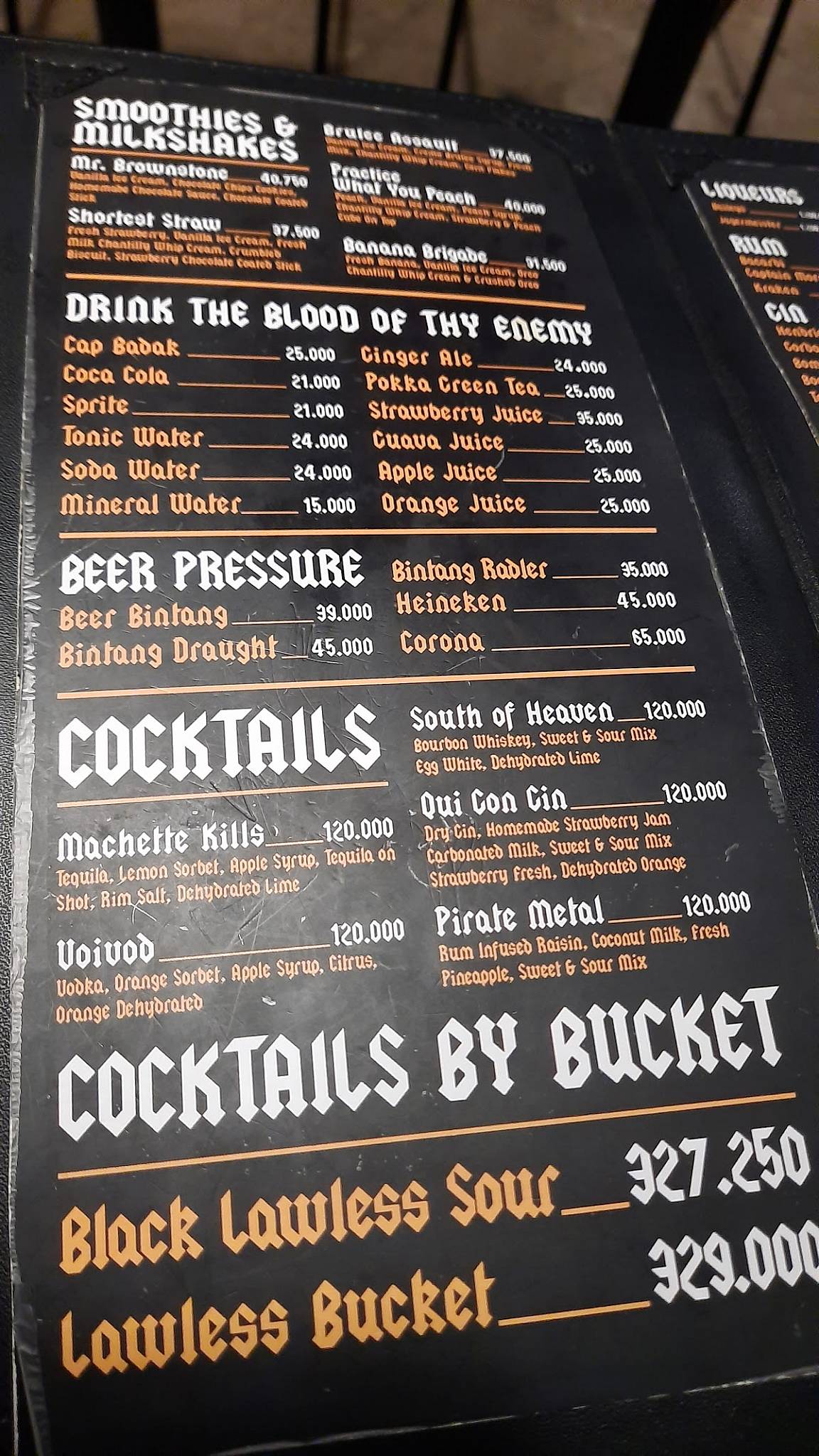 Menu at Lawless Burgerbar Menteng, Central Jakarta, Jl. H. Agus Salim No.60