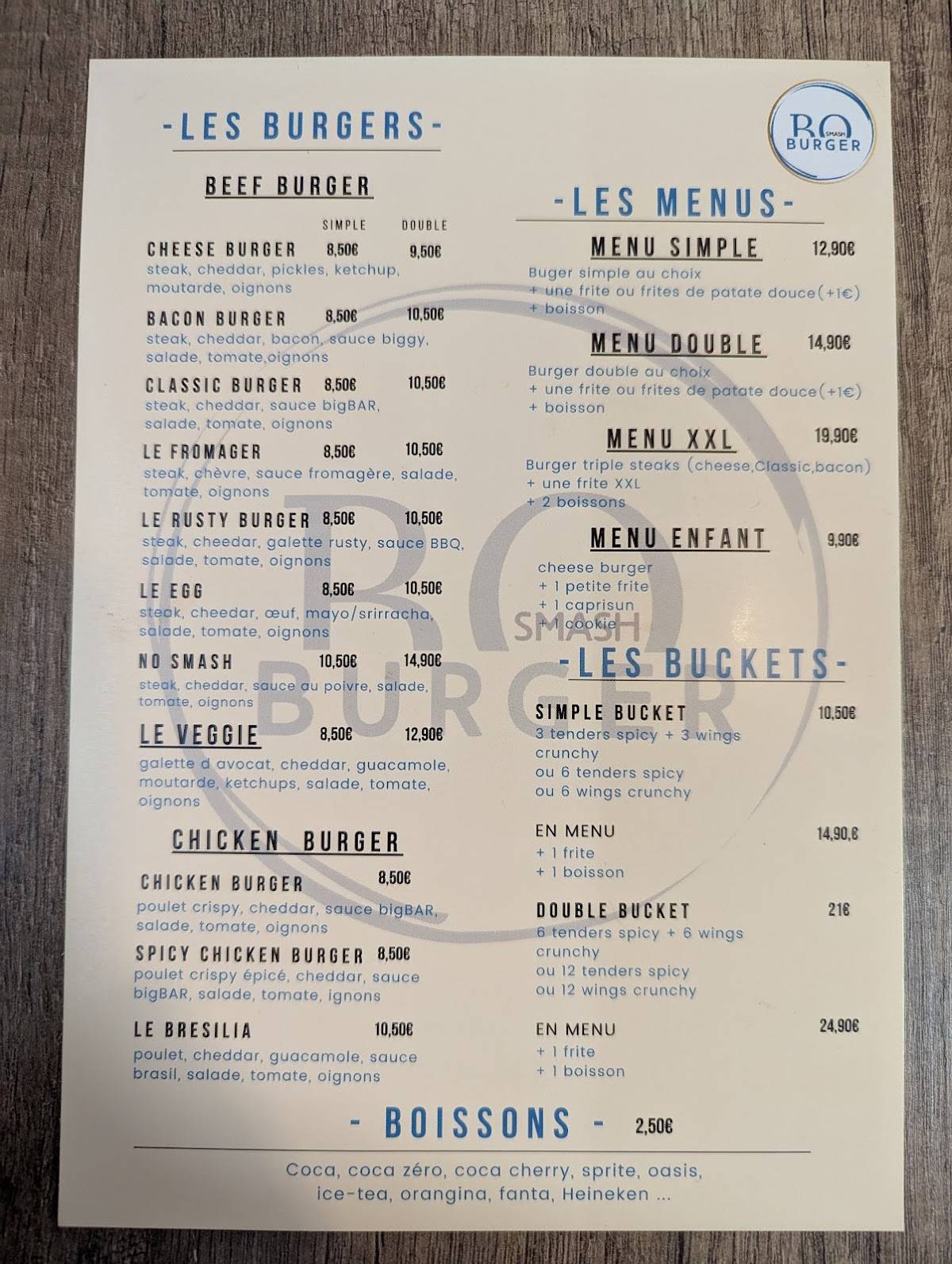 Menu au Le BO Burger restaurant, Cavalaire-sur-Mer