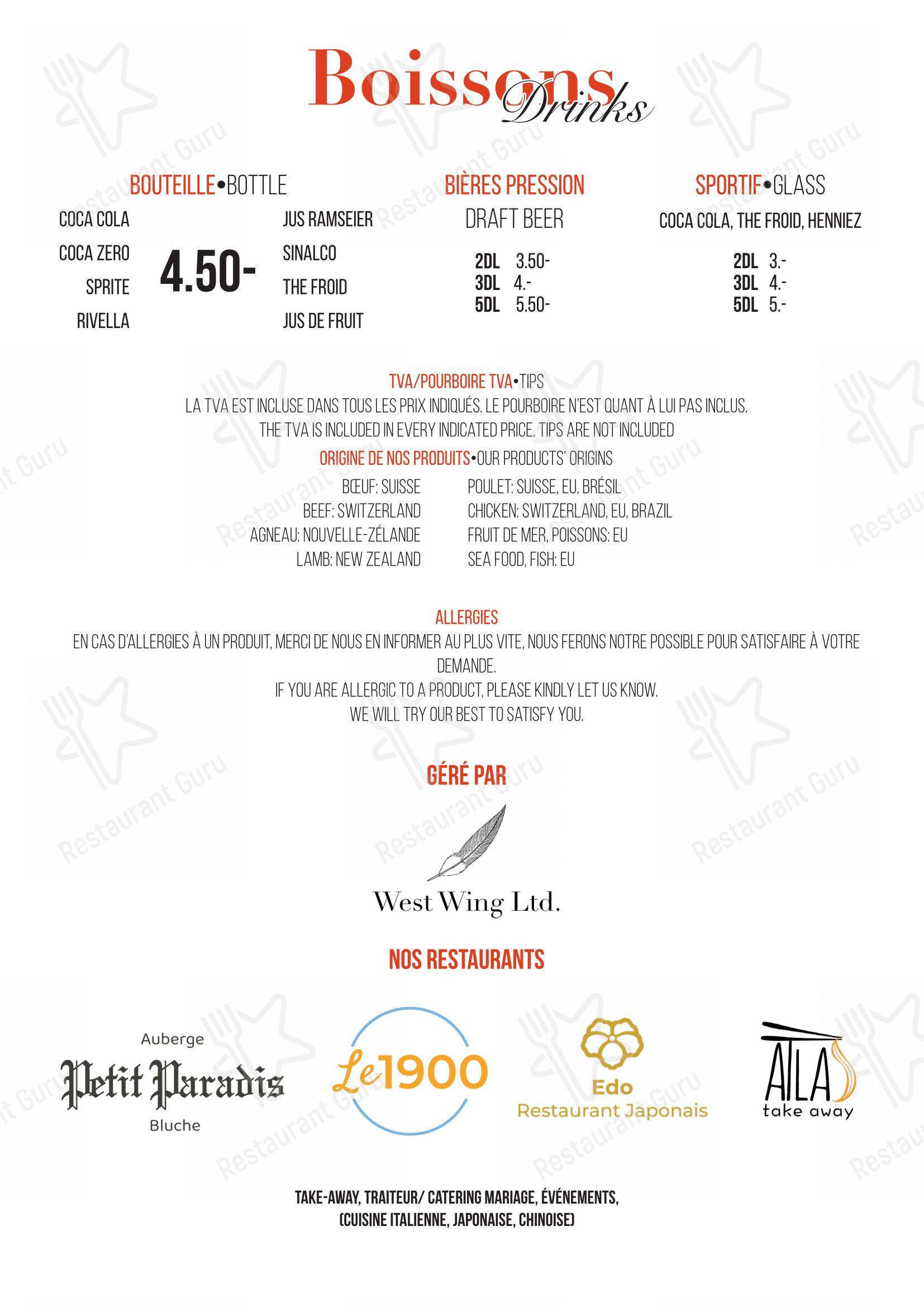 Menu at Le Bistro 14 Cors, Crans-Montana, Rte Cantonale Sierre-Montana 39