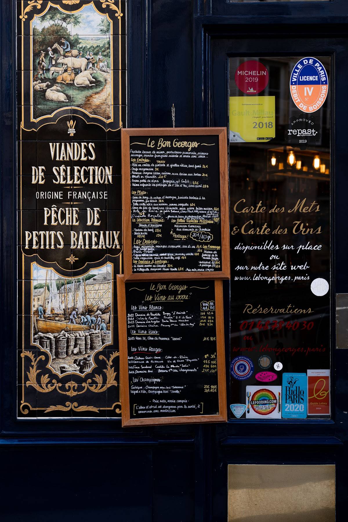 Menu au Le Bon Georges restaurant, Paris, 45 Rue Saint-Georges