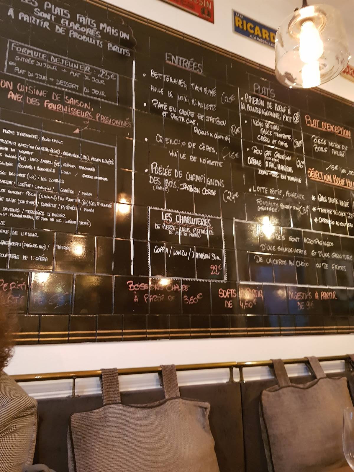 Menu at Le Bon Georges restaurant, Paris, 45 Rue Saint-Georges