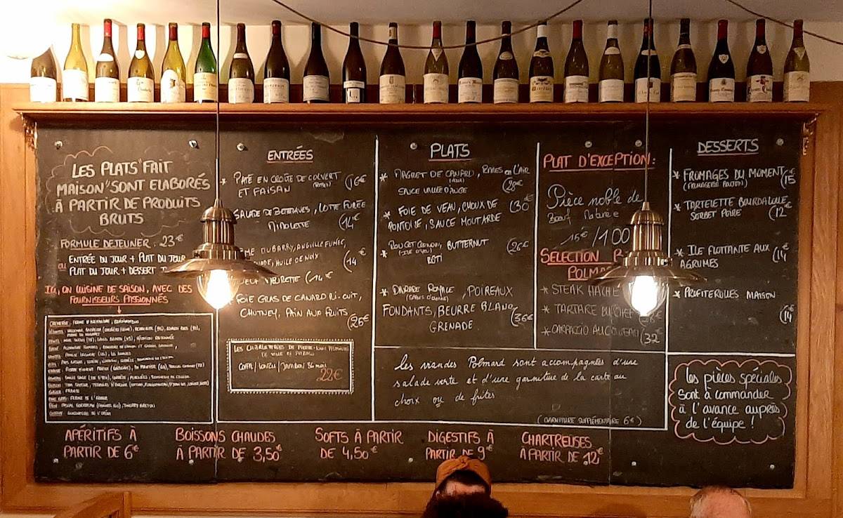 Menu at Le Bon Georges restaurant, Paris, 45 Rue Saint-Georges