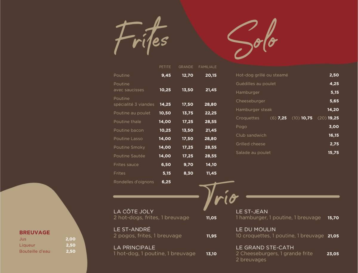 Menu au Le Bourgeois restaurant, Saint-Cuthbert