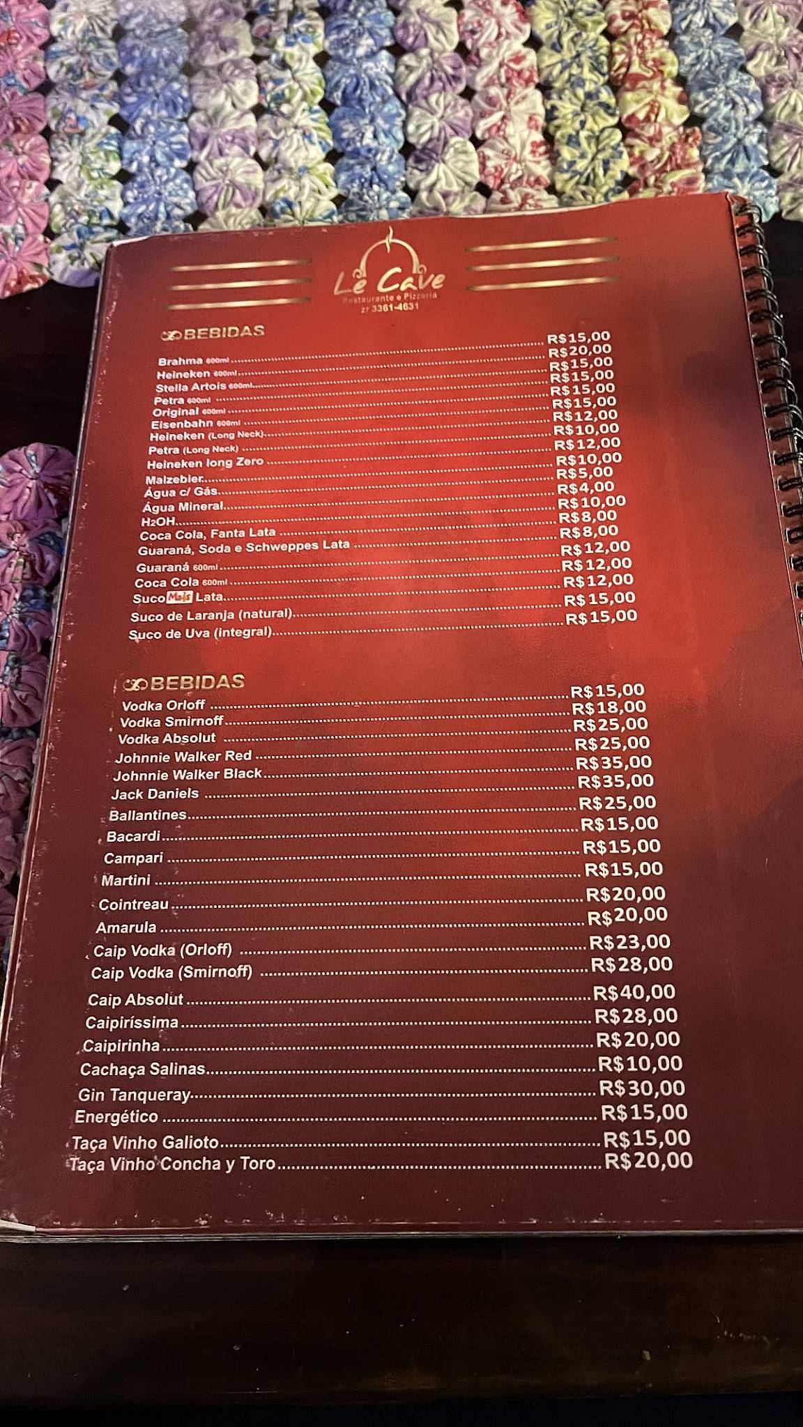Menu at Le Cave Pizzaria, Guarapari, Av. Praiana