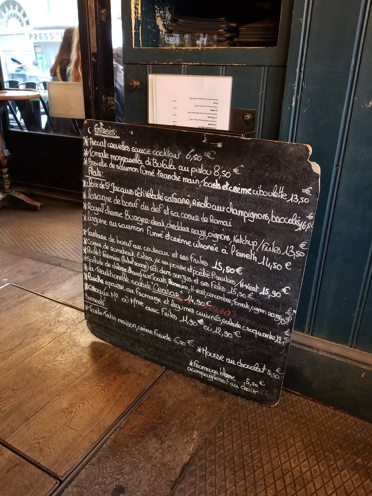 Menu at Le Château d'Eau pub & bar, Paris