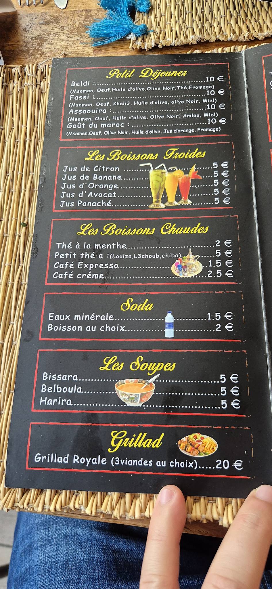 Menu at Le Goût du Maroc restaurant, Bordeaux