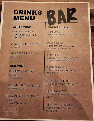Menu at Le' Lert Thai Eatery restaurant, Camas