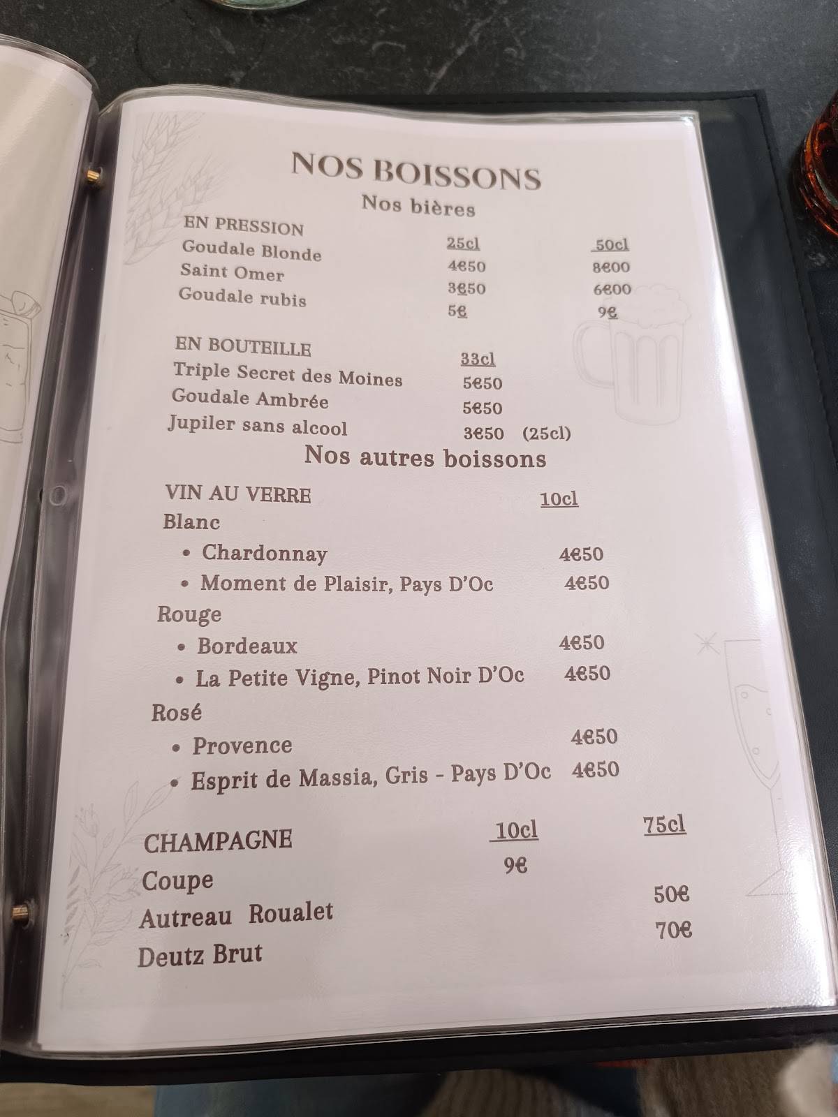 Menu au Le Saint Pierre restaurant, Berck