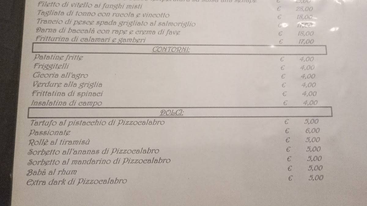 Menu da Le Tre Volte ristorante, Torremaggiore