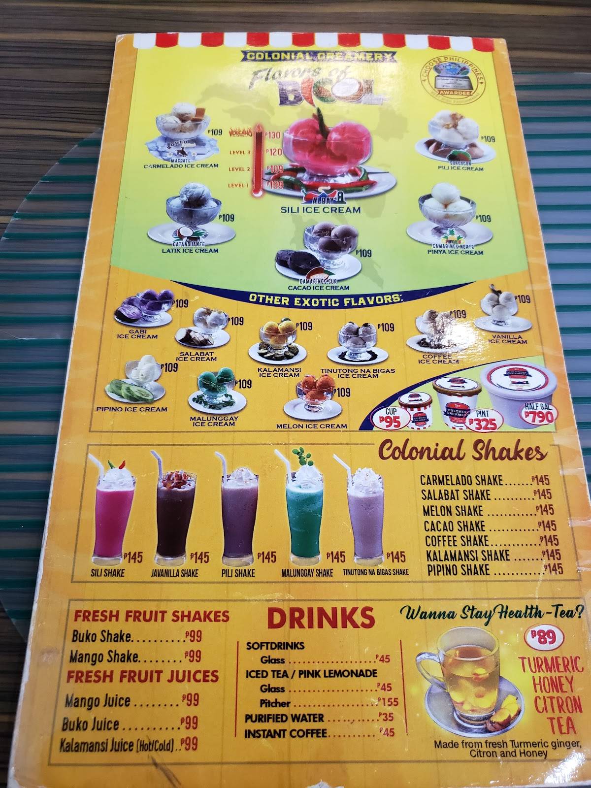 Menu at 1st Colonial Grill restaurant, Legazpi City, 4QW2+62M