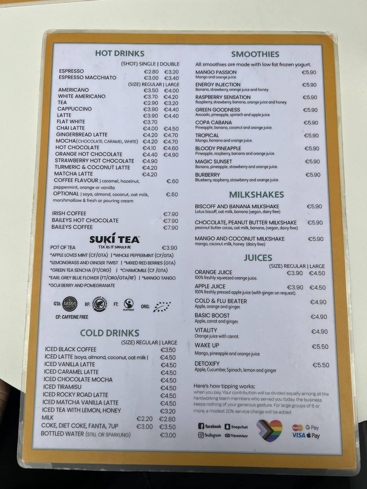 Menu at Lemon Jelly Cafe, Dublin