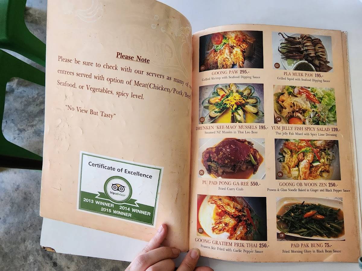 Menu at Lemongrass Thai Cuisine restaurant, Chiang Mai