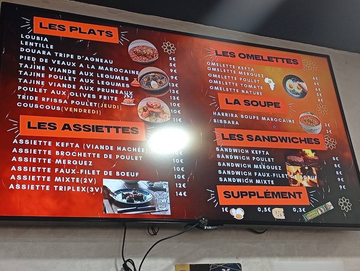 Menu au Les délices du Maroc(MARRAKECH) restaurant, Les Mureaux