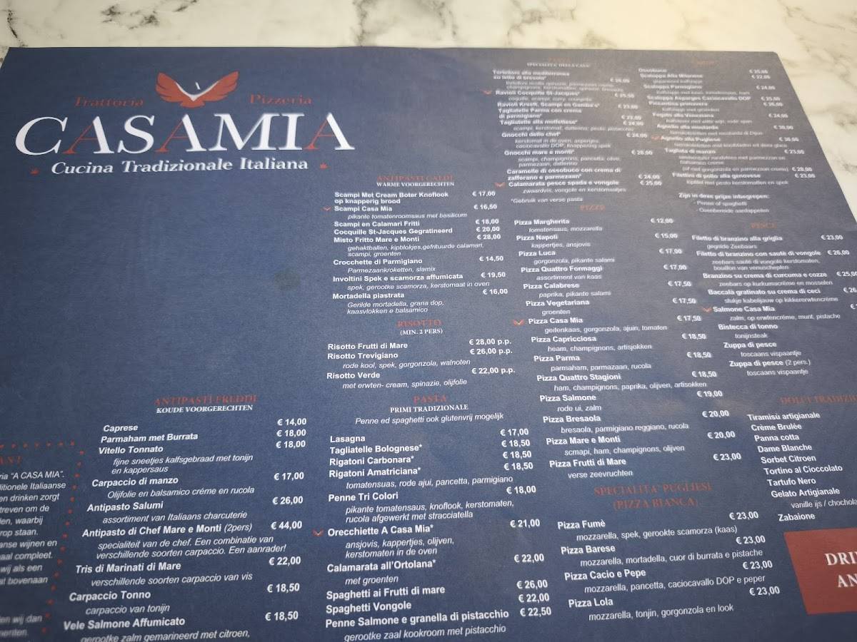 Menu at Casa Mia, Lier