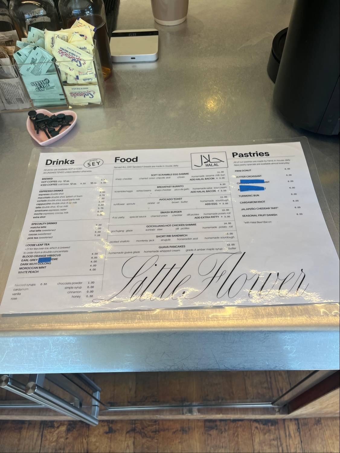 Menu at Little Flower Cafe, New York City