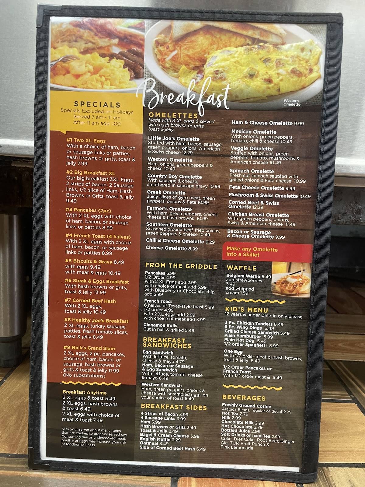 Menu at Little Joe's Coney Island restaurant, Warren