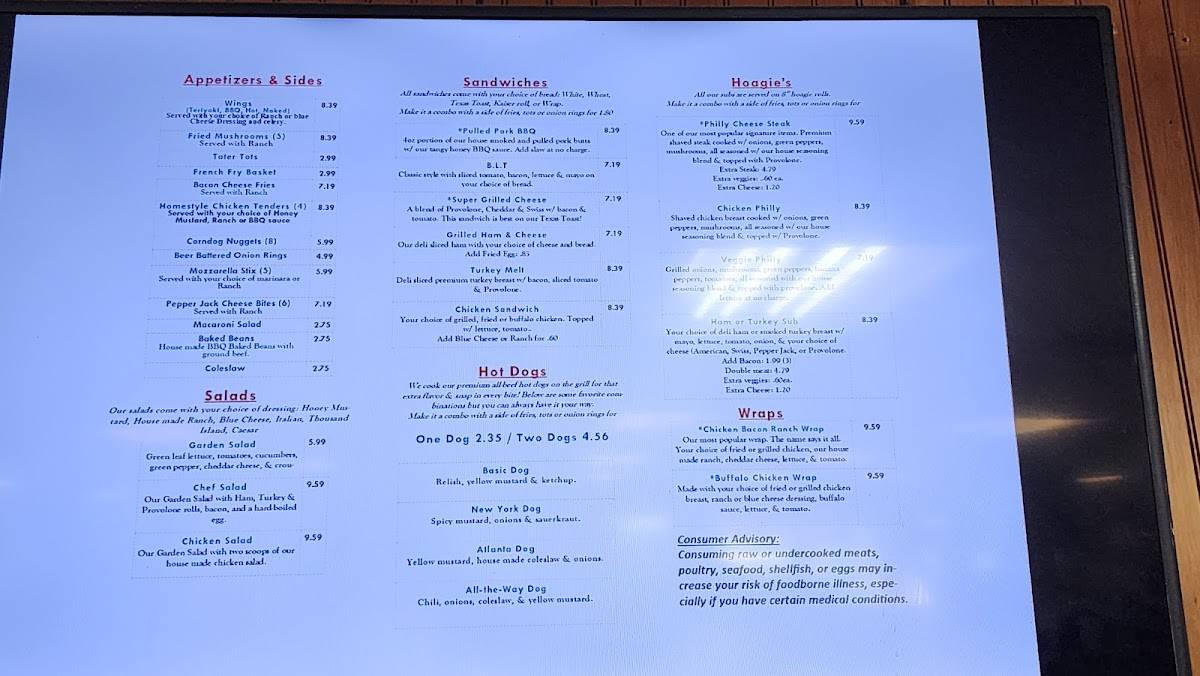 Menu at Little River Grill restaurant, Radford