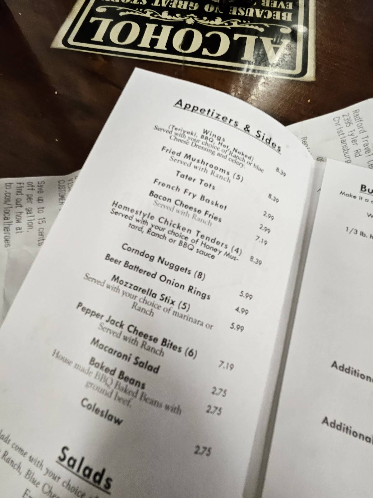 Menu at Little River Grill restaurant, Radford