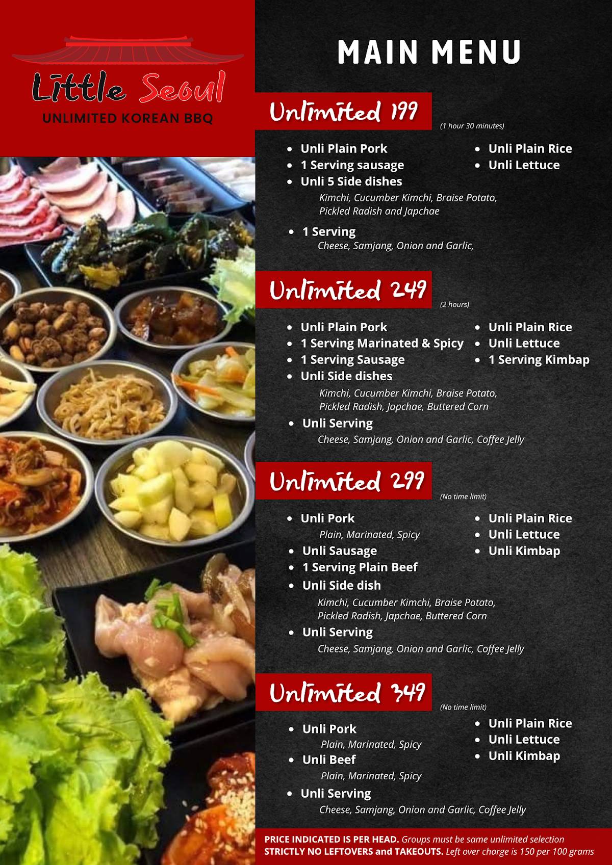 Menu at Little Seoul Samgyupsal House restaurant, Pasuquin