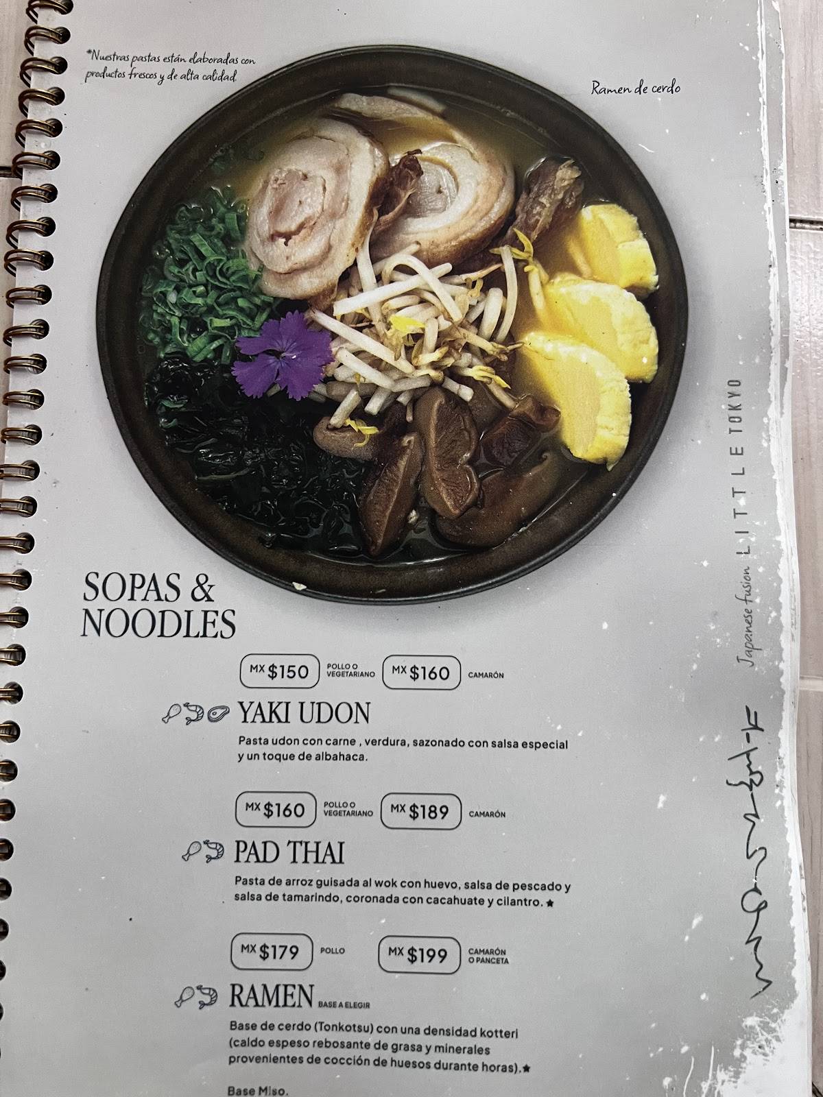 Carta del restaurante Little Tokyo, Guadalajara, C. Manuel López ...