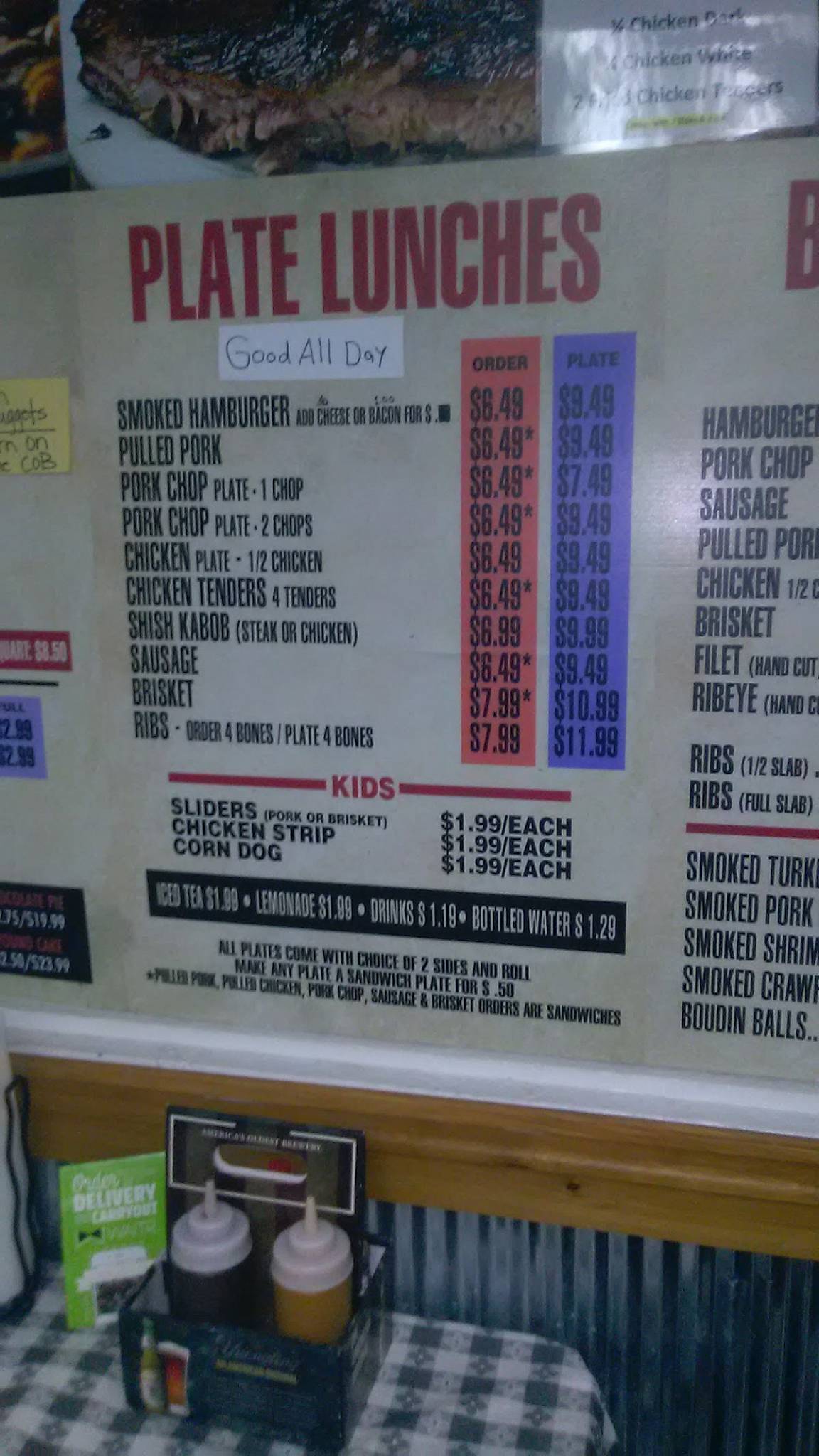 Menu at Little Willie's BBQ Pearl, Pearl
