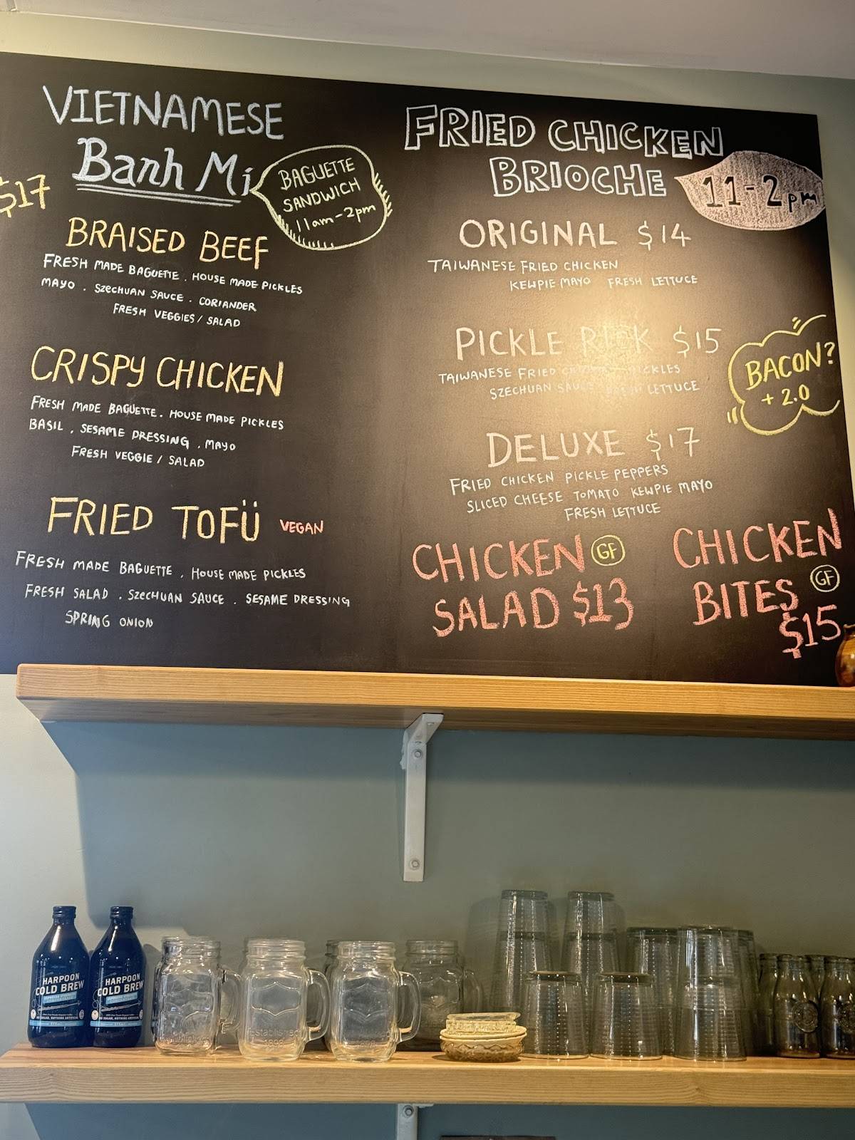 Menu at Little Yen's Food Truck cafe, Dunedin