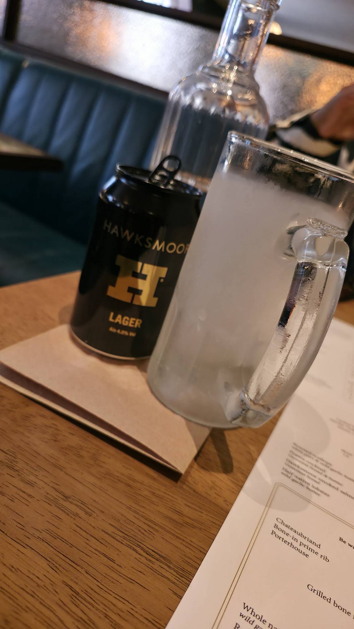 Menu at Hawksmoor Liverpool steakhouse, Liverpool